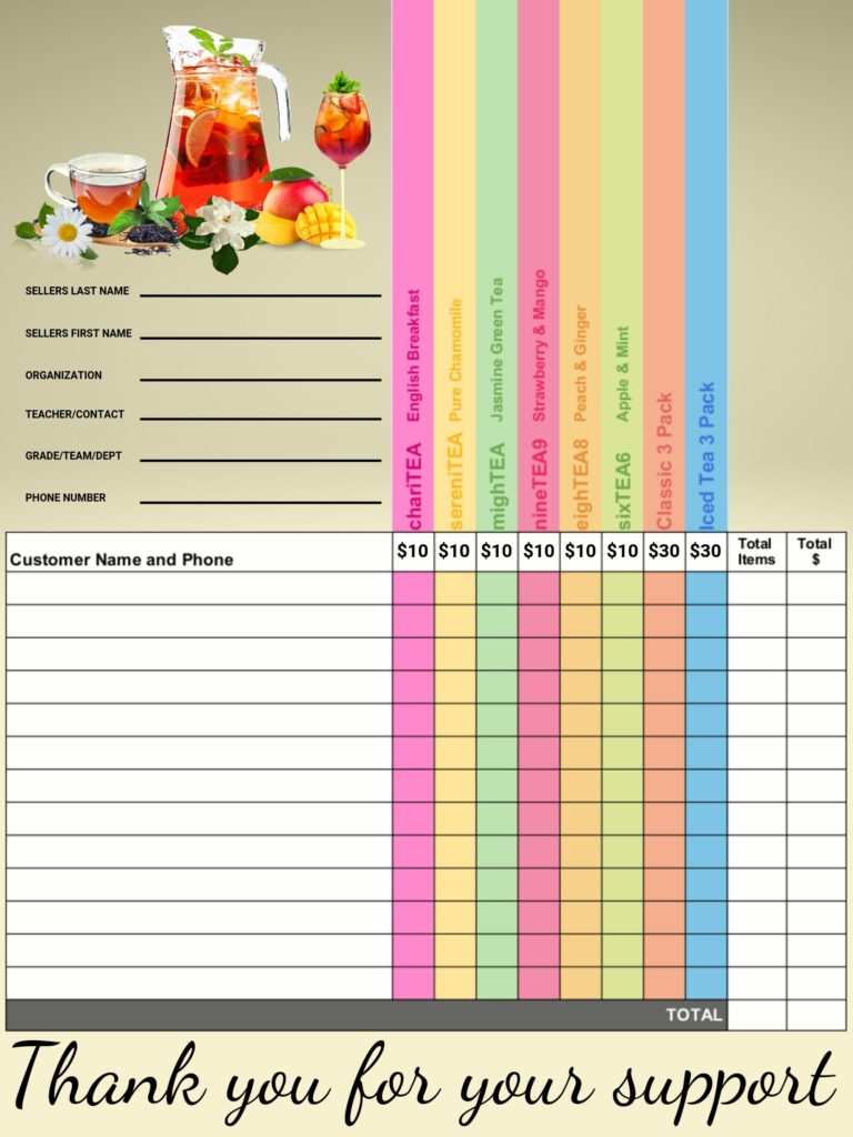 Tea Fundraising Order Form » Little Shoppers Fundraising, Inc.